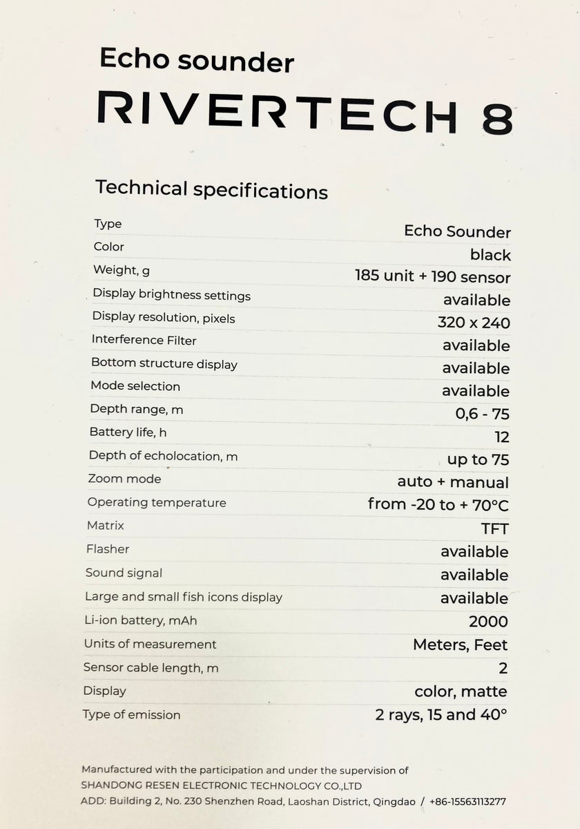 Eholots Echo sounder Rivertech 8 – OKCope